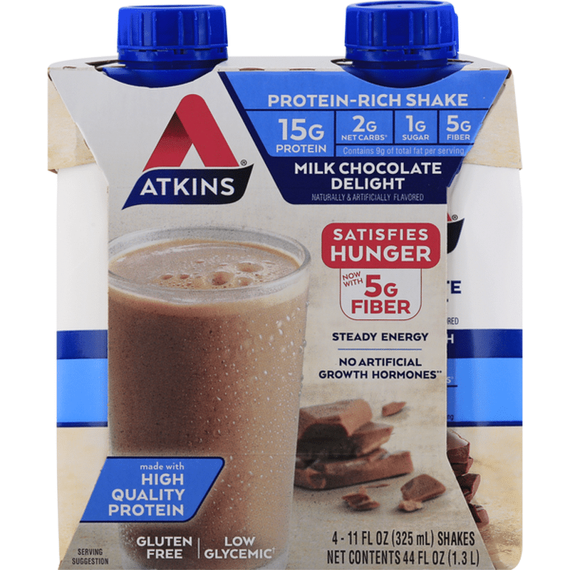 Atkins Protein-Rich Shake, Milk Chocolate Delight (4 each) - Instacart