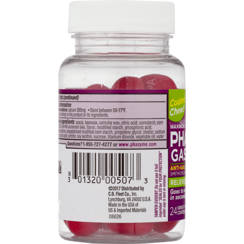 Phazyme Gas & Acid 250mg Chews Maximum Strength Cherry Flavor (24 ct ...