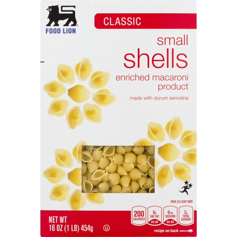 Food Lion Pasta, Shells, Small, Classic, Box (16 oz) - Instacart