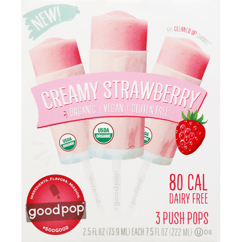 GoodPop Push Pops, Creamy Strawberry (3 each) - Instacart