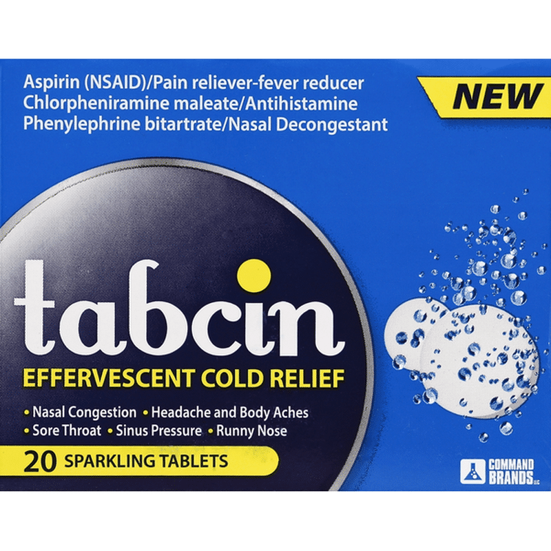Tabcin Cold Relief, Effervescent, Sparkling Tablets (20 each) - Instacart