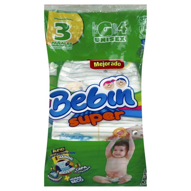 Bebin Super Diaper, Unisex, Large (3 each) - Instacart
