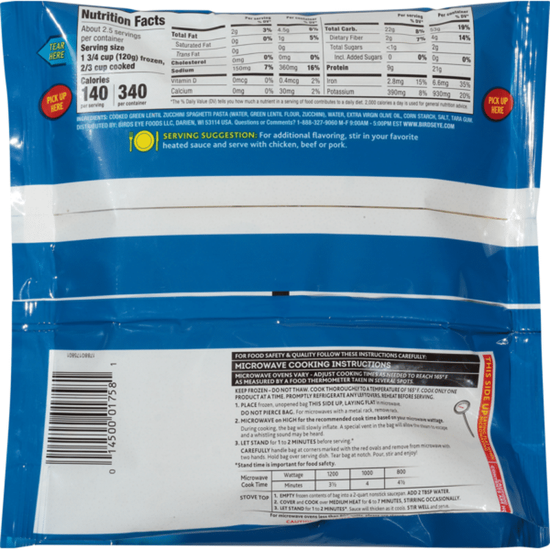 Birds Eye Steamfresh Veggie Made Spaghetti Style with Olive Oil Frozen Pasta (10 oz) - Instacart
