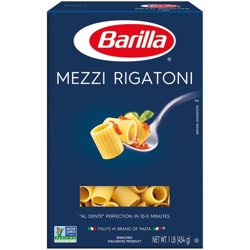Barilla® Classic Blue Box Pasta Mezzi Rigatoni (1 lb) - Instacart