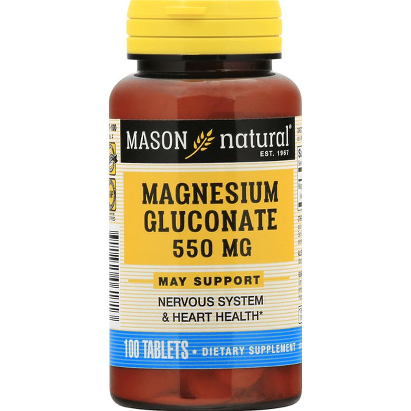 Mason Natural Magnesium Gluconate, 550 mg, Tablets (100 each) Delivery ...