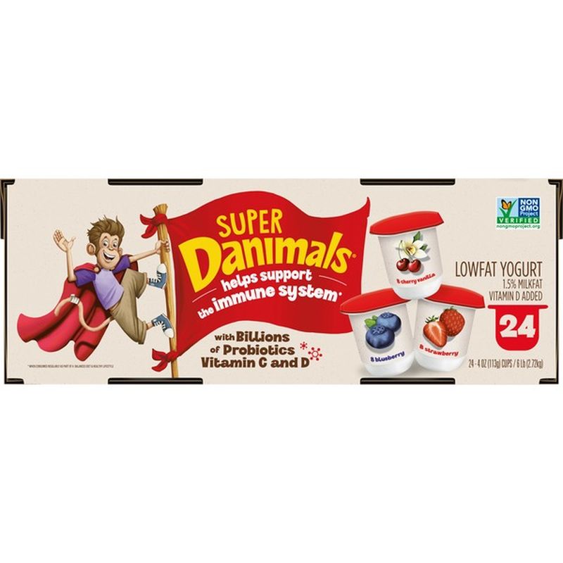 Danimals Super Cherry Vanilla, Blueberry & Strawberry Lowfat Yogurt ...