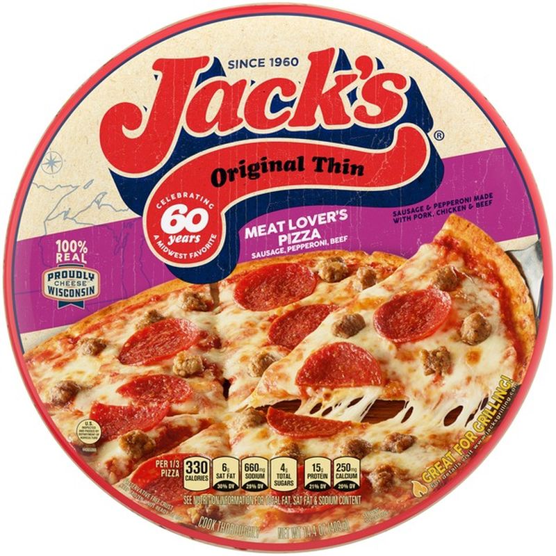 Jack's Thin Crust Meat Lover's Frozen Pizza (14.427 oz) - Instacart