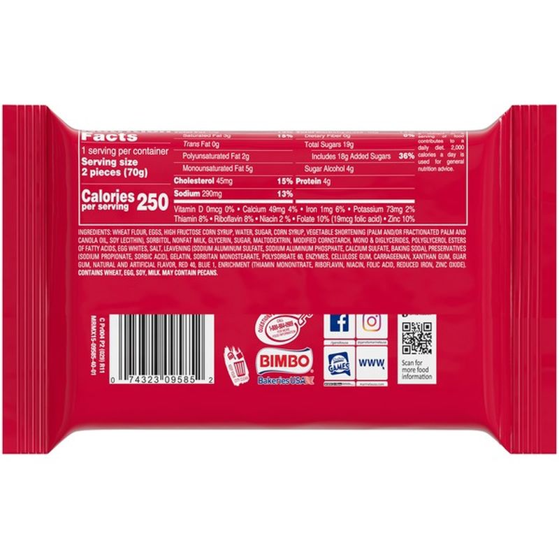 Marinela Submarinos Strawberry Creme Filled Snack Cakes SS (1.37 oz ...