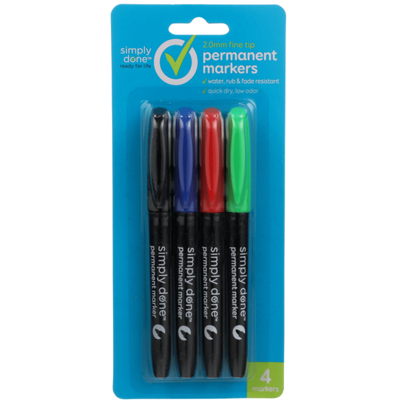 Simply Done 2.0Mm Fine Tip Permanent Markers (4 ct) - Instacart