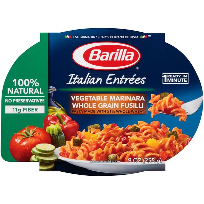 Barilla Ready Meals Italian Entrees Vegetable Marinara Whole Grain ...