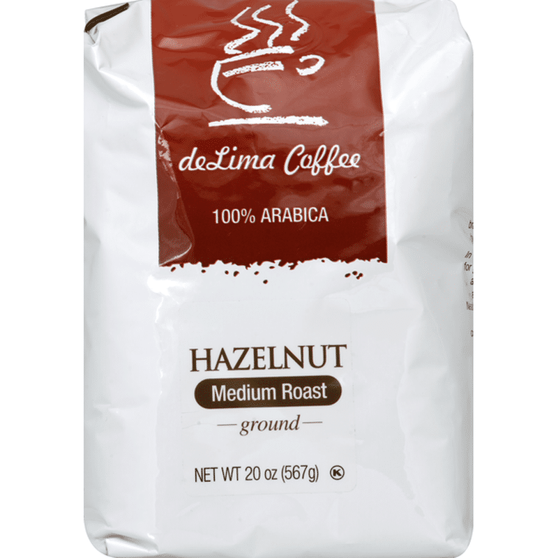DeLima Coffee Coffee, 100% Arabica, Ground, Medium Roast, Hazelnut (20 ...
