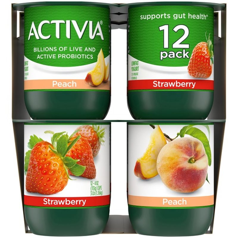 Activia Probiotic Blended Lowfat Yogurt Peach & Strawberry (4 oz ...