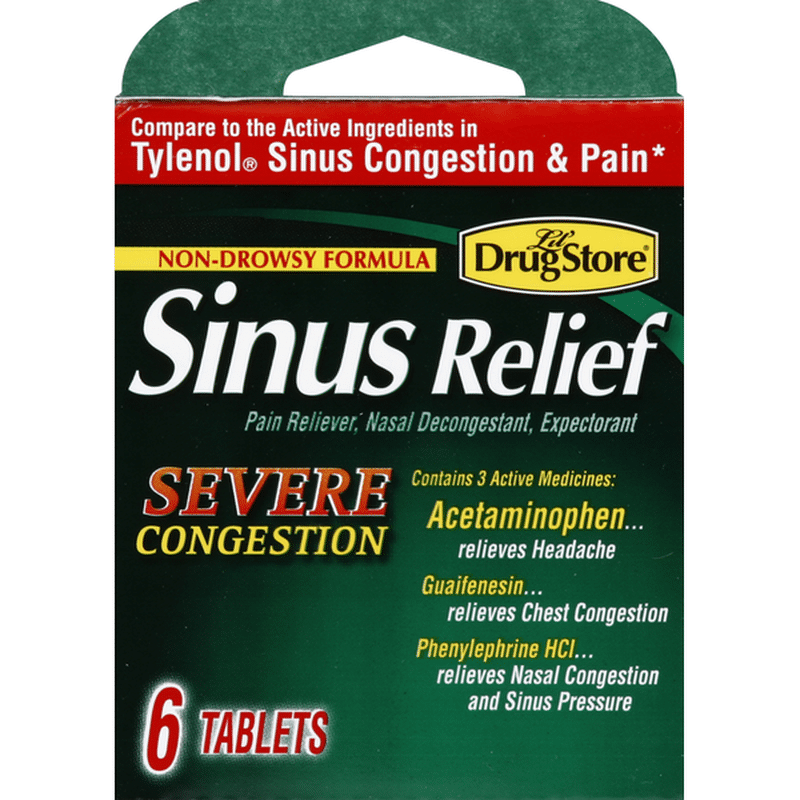 Lil Drug Store Sinus Relief, Severe Congestion, Non-Drowsy Formula ...