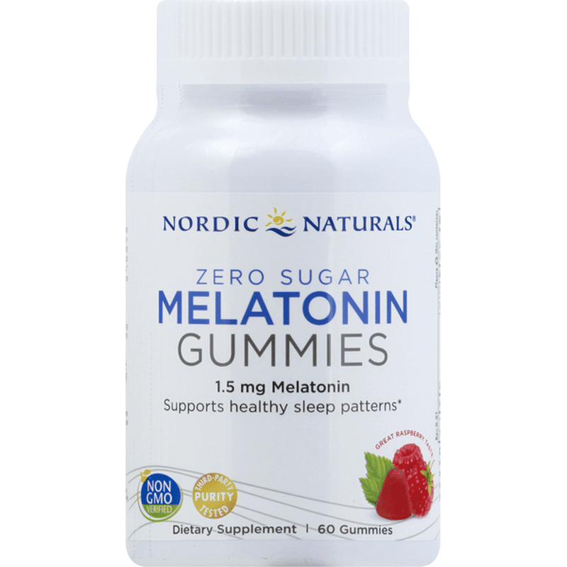 Nordic Naturals Melatonin, Zero Sugar, 1.5 mg, Gummies, Raspberry (60 ...