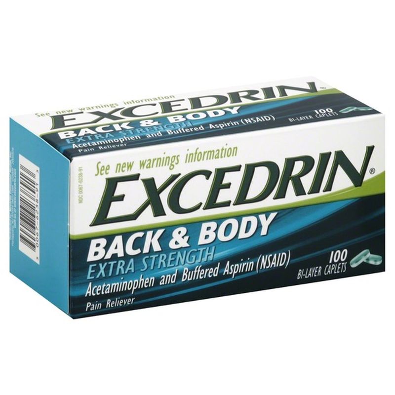Excedrin Pain Reliever, Extra Strength, Bi-Layer Caplets (100 ct ...