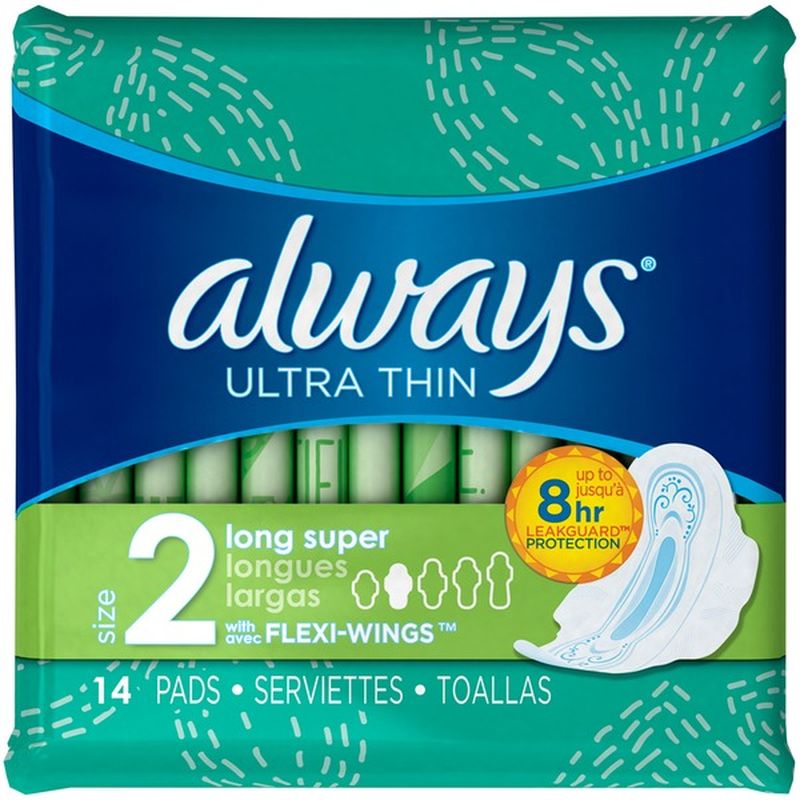 Always Thin Ultra Always Ultra Thin Size 2 Long Super Pads With Wings ...