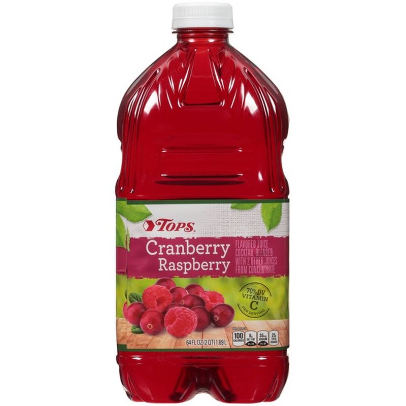Tops Cranberry Raspberry Flavored Juice Cocktail Blended With 2 Other ...