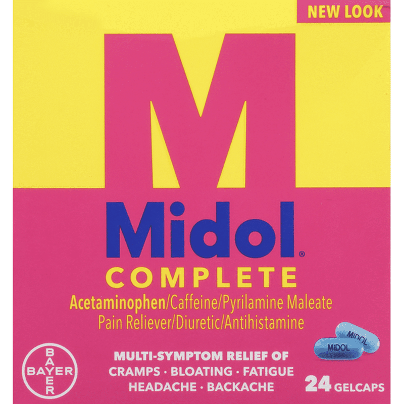 Midol Complete Menstrual Period Symptoms Relief Gelcaps (24 ct) - Instacart