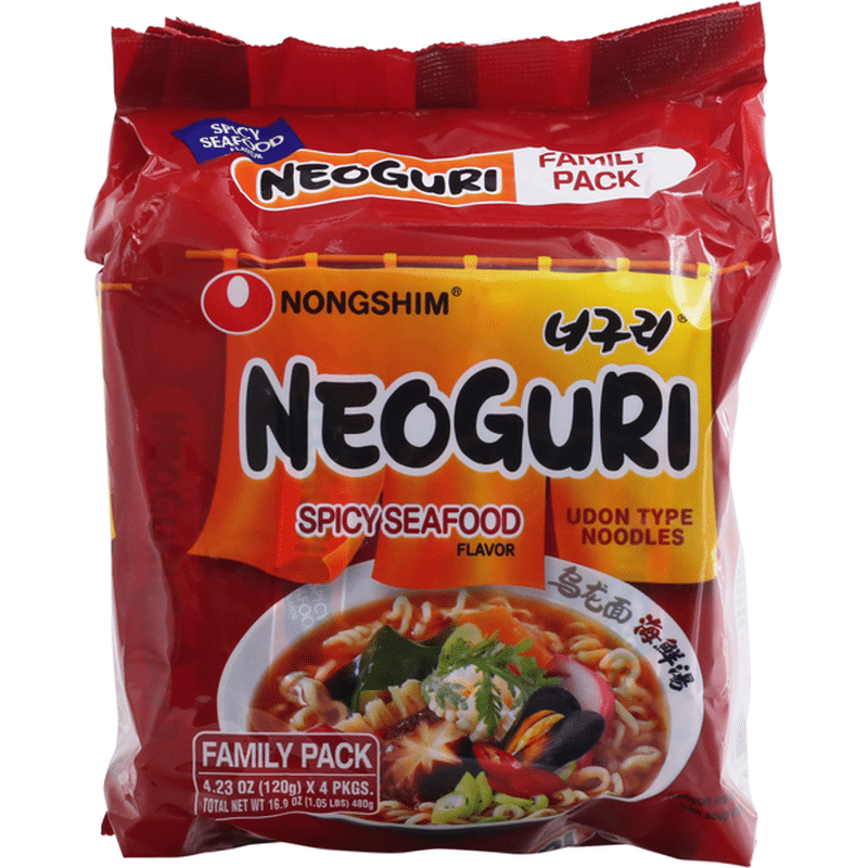 Nongshim Noodles, Udon Type, Spicy Seafood Flavor, Neoguri, Family Pack ...