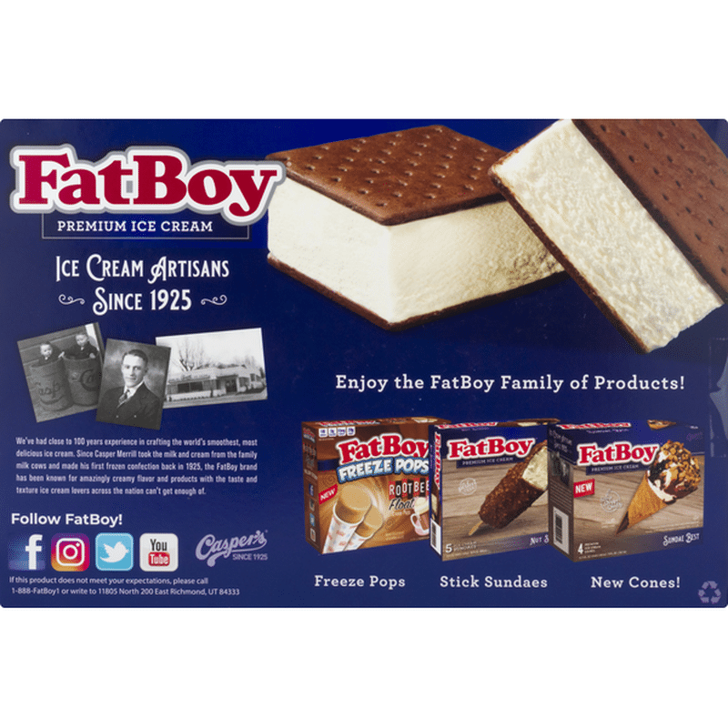 FatBoy Ice Cream Sandwiches, Premium, Vanilla (6 ct) Delivery or Pickup ...