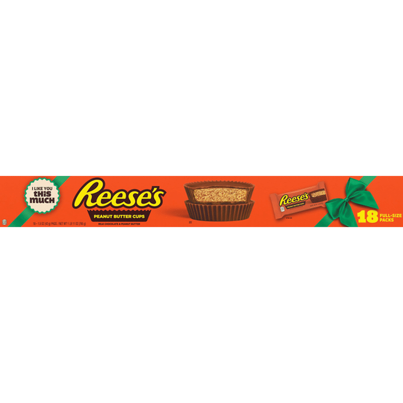 Reese's Peanut Butter Cups, Milk Chocolate & Peanut Butter, 18 Full ...