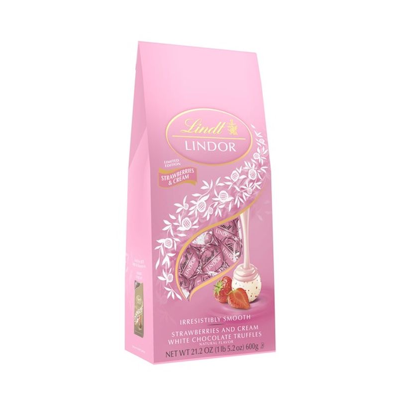 Lindt LINDOR Strawberries & Cream White Chocolate Truffles (21.2 oz ...
