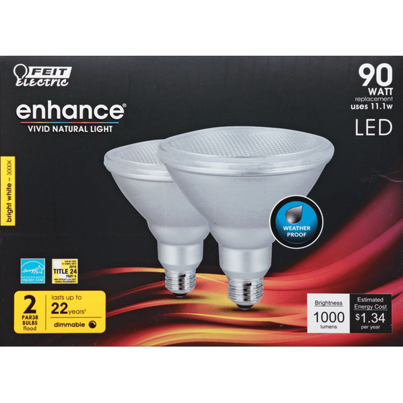 Feit Electric Light Bulbs, LED, Flood, Bright White, 11.1 Watts (2 each ...