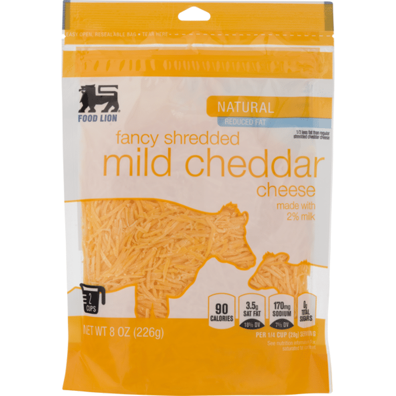 Food Lion Cheese, Natural, Mild Cheddar, Fancy Shredded, Pouch (8 oz ...