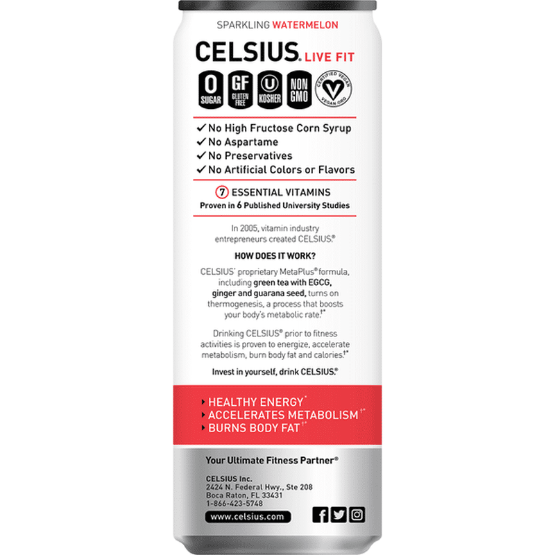 CELSIUS Sparkling Energy Drink Watermelon (1 ct) - Instacart
