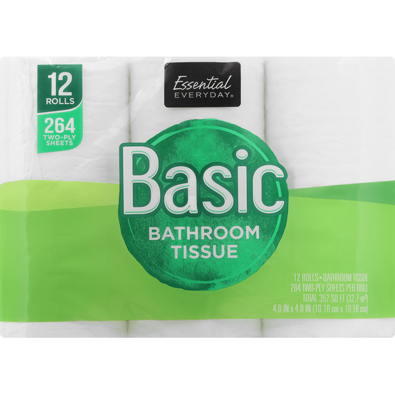 Essential Everyday Bathroom Tissue, Basic, 2 Ply (12 each) - Instacart