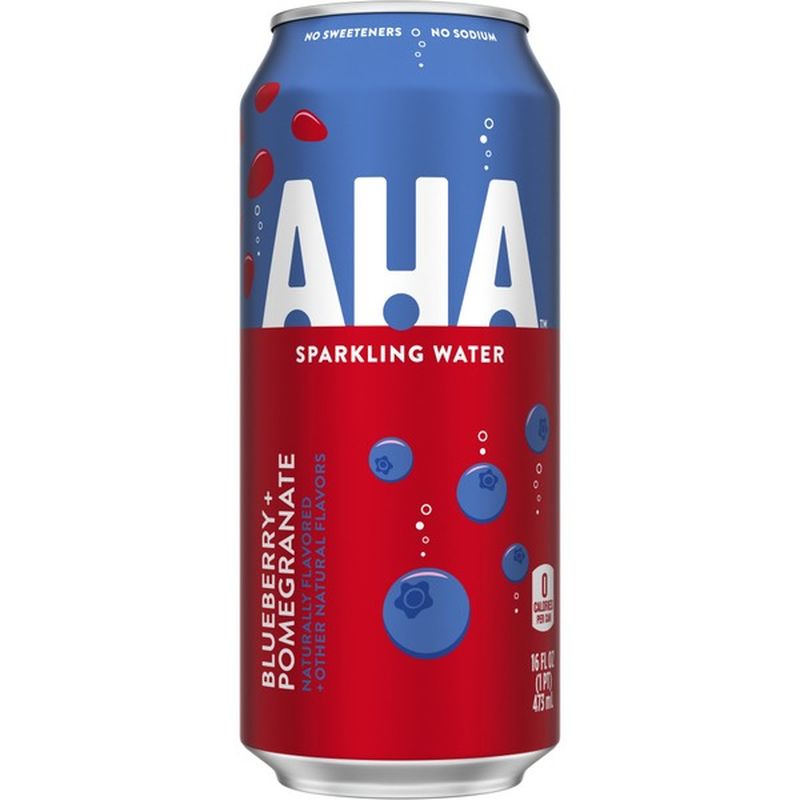 Aha Sparkling Water, Blueberry Pomegranate Flavored Water, Zero Calories, Sodium Free, No ...