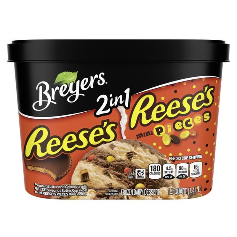 Breyers Frozen Dairy Dessert 2in1 Reeses Reeses Pieces 1 5 Qt From