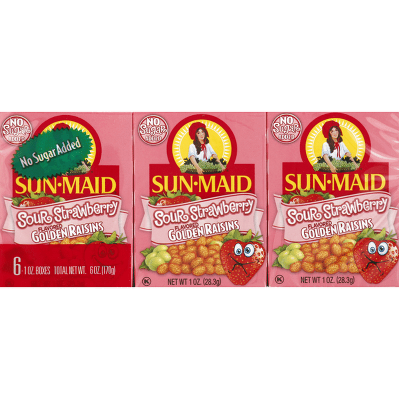 Sun-Maid Raisins, Golden, Sour Strawberry Flavored (6 each) - Instacart