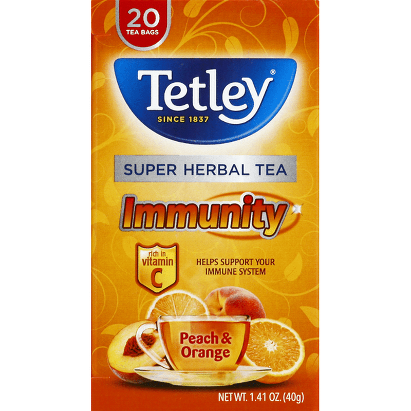 Tetley Herbal Tea, Super, Immunity, Peach & Orange (20 each) - Instacart