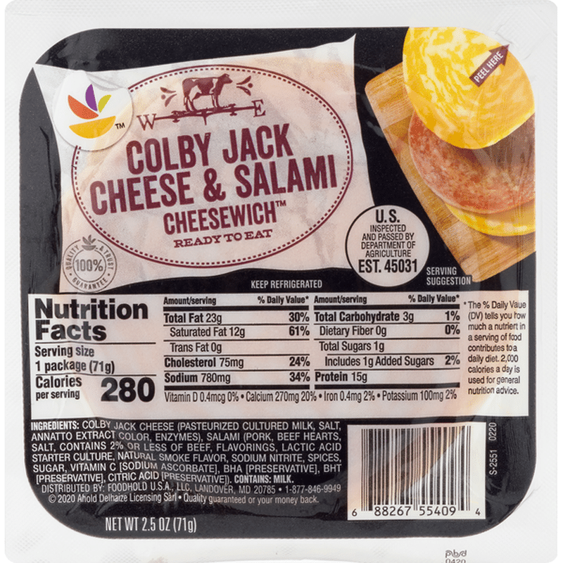 Ahold Cheesewich, Cheese & Salami, Colby Jack (2.5 oz) - Instacart