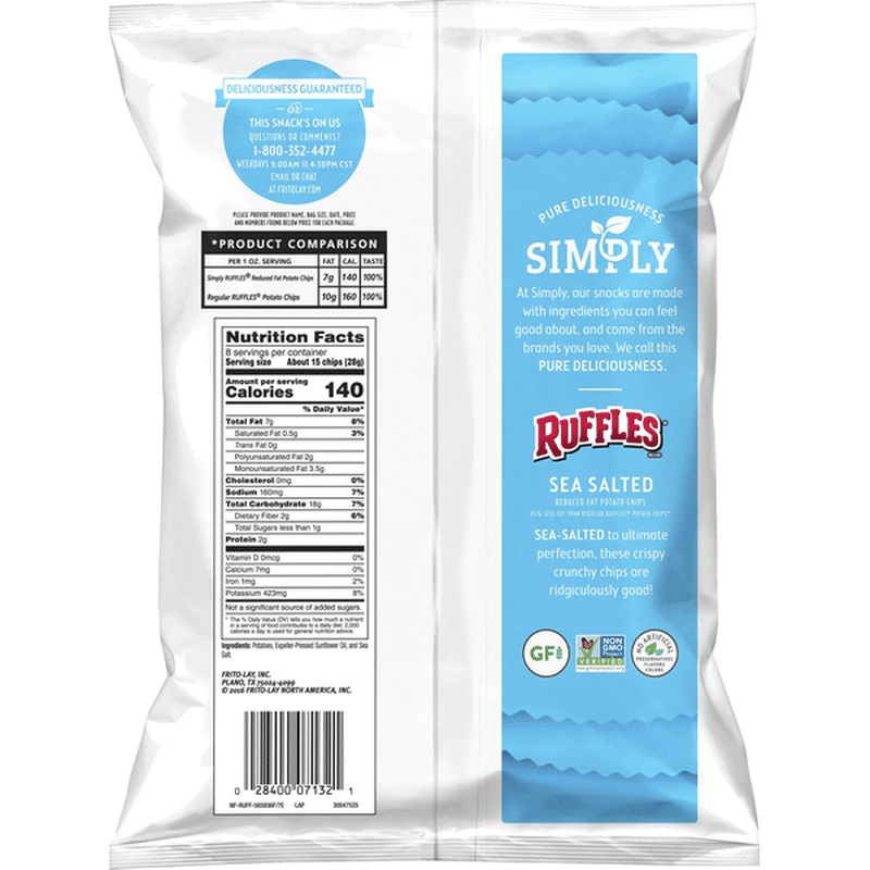 Ruffles Sea Salted Reduced Fat Potato Chips (8 oz) - Instacart