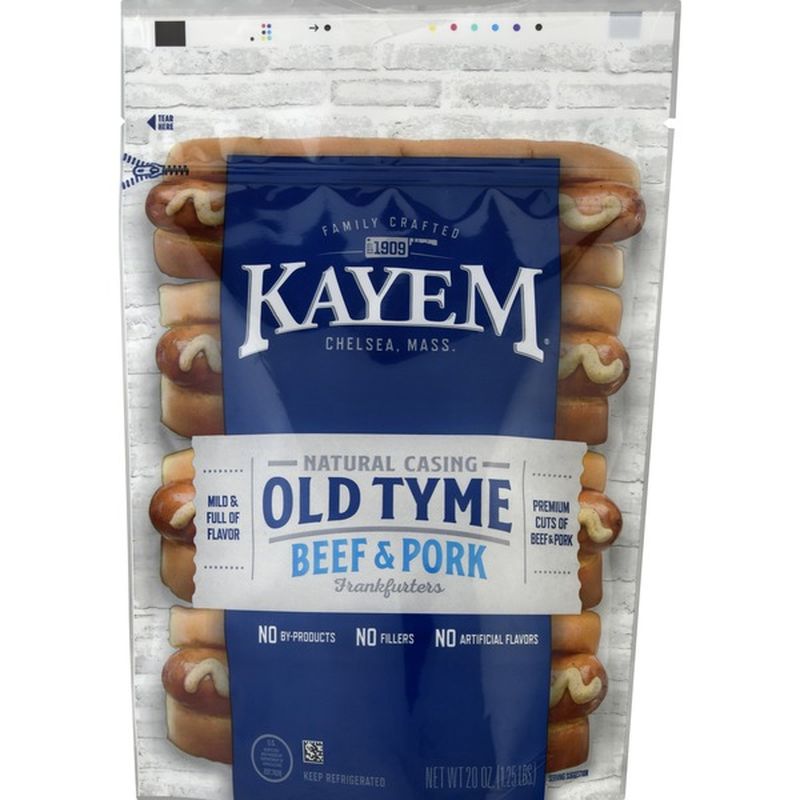 Kayem Frankfurters, Beef & Pork, Old Tyme, Natural Casing (20 oz ...