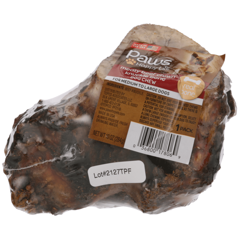 Paws Happy Life Meaty Beef Crown Knuckle Bone Dog Chew For Medium To ...