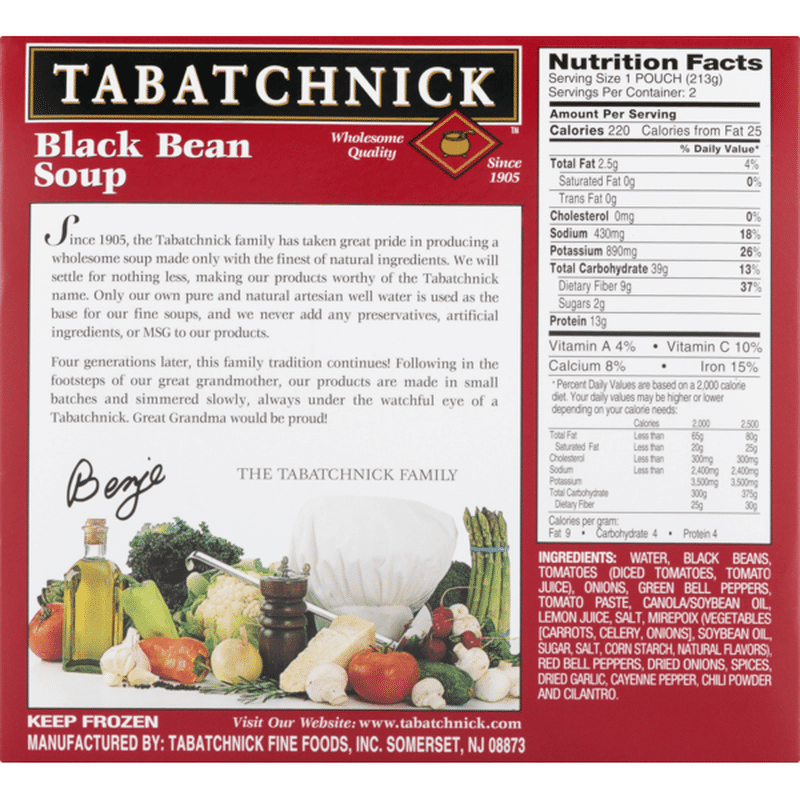 Tabatchnick Black Bean Soup (Frozen) (15 oz) - Instacart