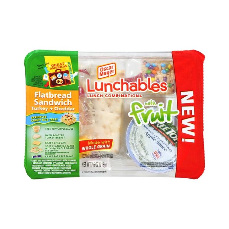 Oscar Mayer Lunchables with Fruit Flatbread Sandwich Turkey & Cheddar ...