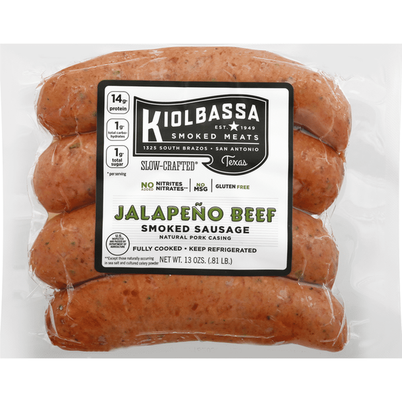 Kiolbassa Sausage, Jalapeno Beef, Smoked (13 oz) - Instacart