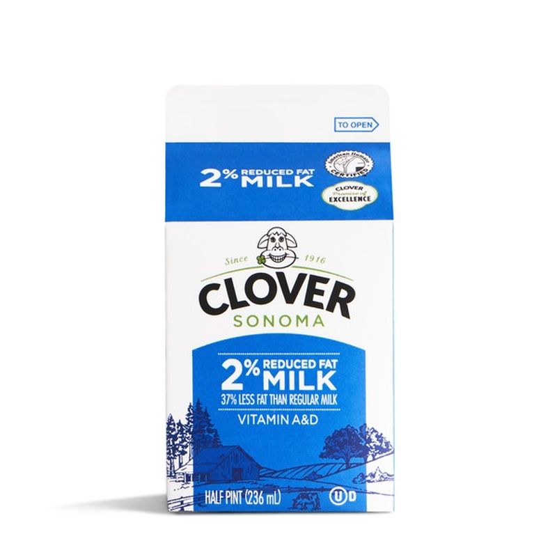 Clover Sonoma Conventional Reduced Fat 2% Milk Half Pint (8 oz) - Instacart