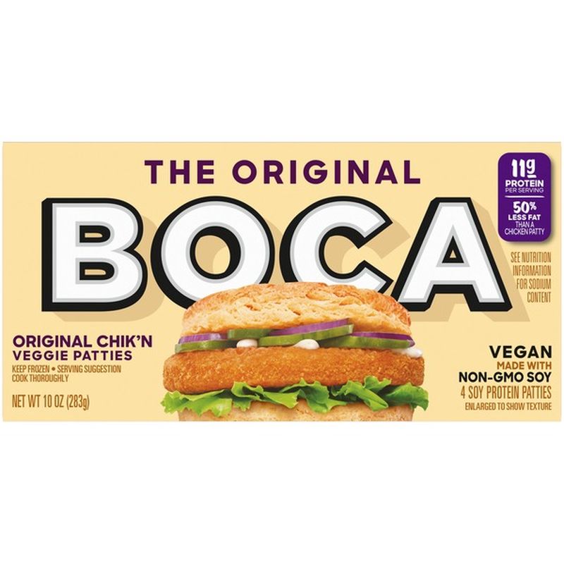 Boca Original Vegan Chik'n Veggie Patties with Non-GMO Soy (2.5 oz ...