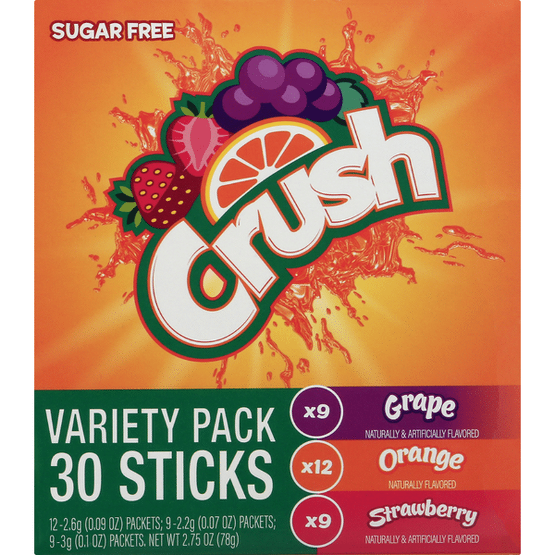 Crush Drink Mix Packets, Sugar Free, On The Go, Variety Pack (30 each ...