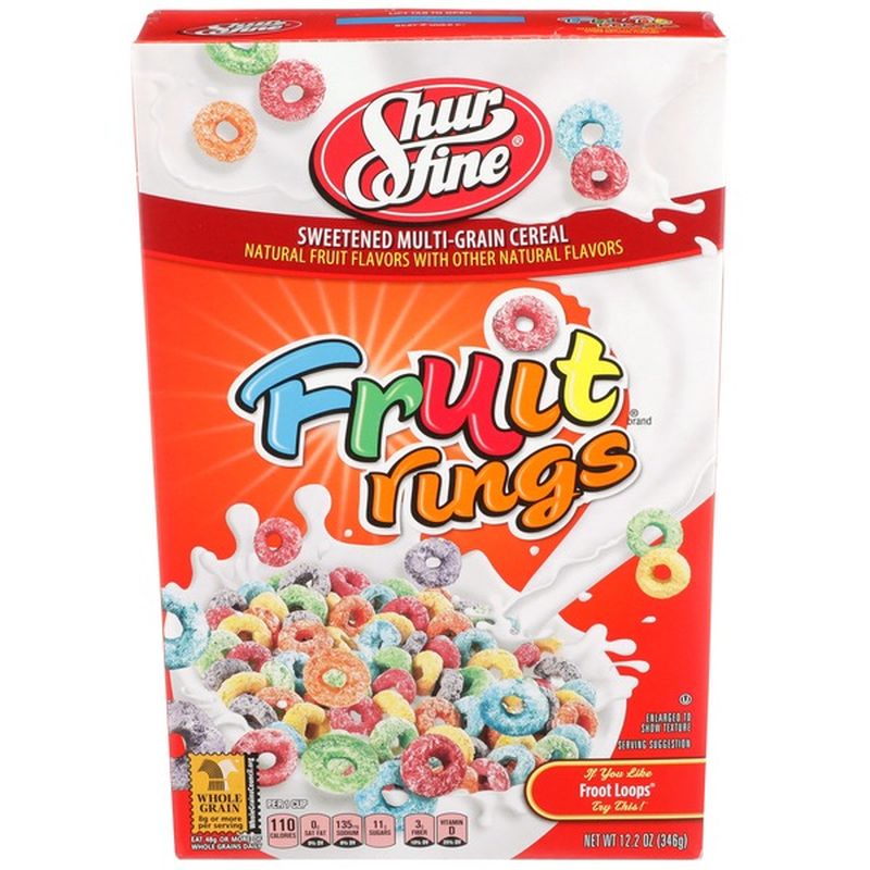 Shurfine Fruit Rings Sweetend Natural Fruit Flavored Cereal (12.2 oz ...