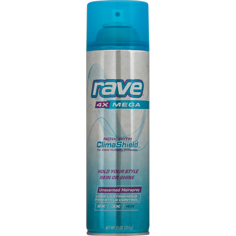 Rave Hairspray, 4x Mega, Unscented (11 oz) - Instacart