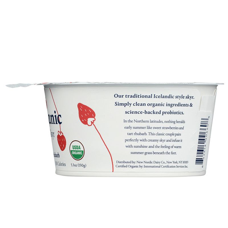 Norr Organic Probiotic Skyr Yogurt, Strawberry & Rhubarb, Non-fat (5.3 ...