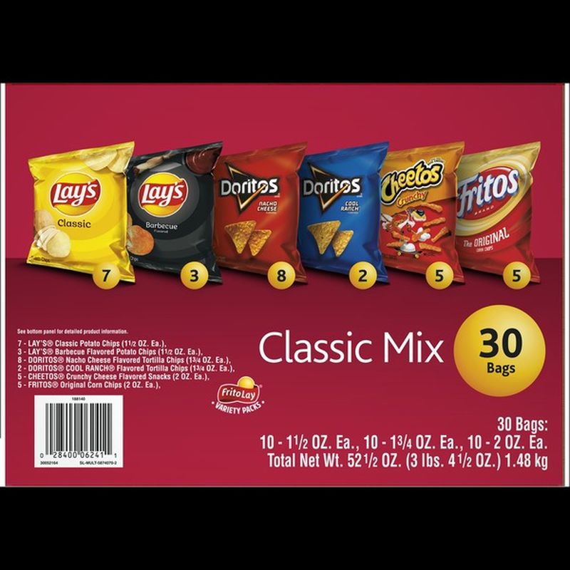 Frito Lay's Variety Pack Classic Mix Snacks (30 ct) - Instacart