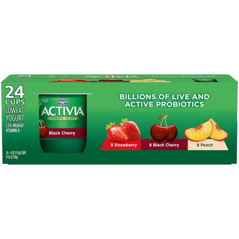 Activia Strawberry, Black Cherry & Peach Probiotic Lowfat Yogurt (4 oz ...