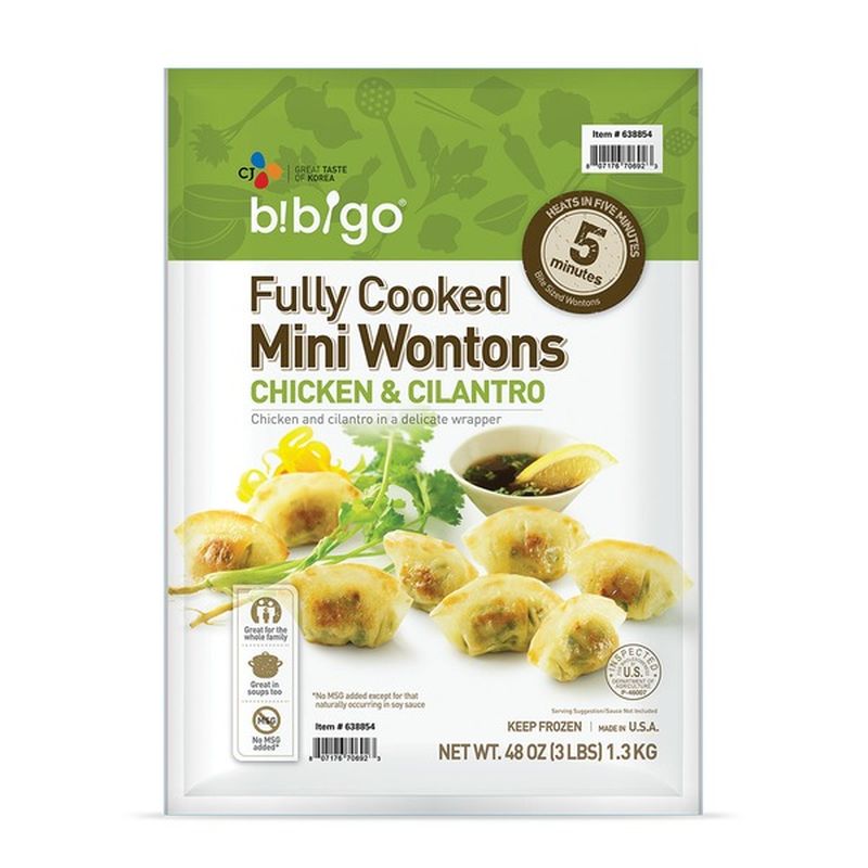 Bibigo Fully Cooked Mini Wontons Chicken & Cilantro (48 oz) - Instacart